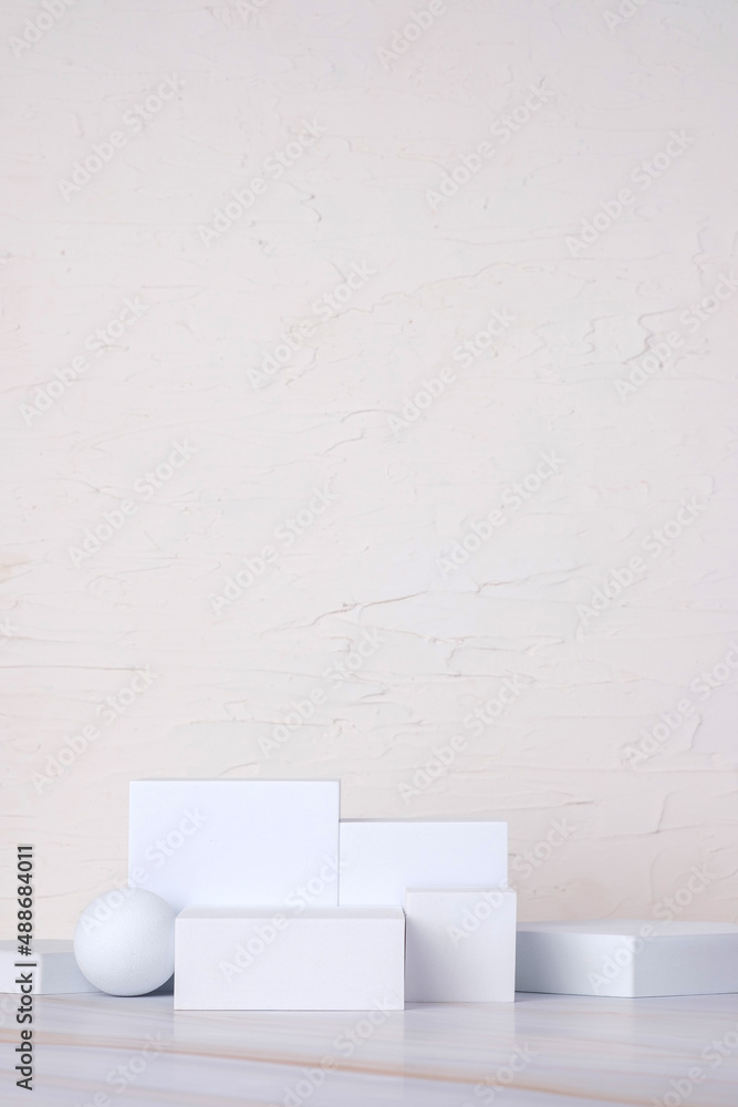 Product display block stand with nature element with copy space with ...