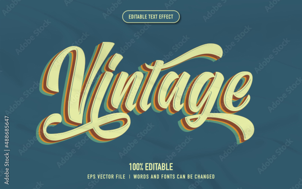 vintage text effect in 70s and 80s style Stock Vector | Adobe Stock