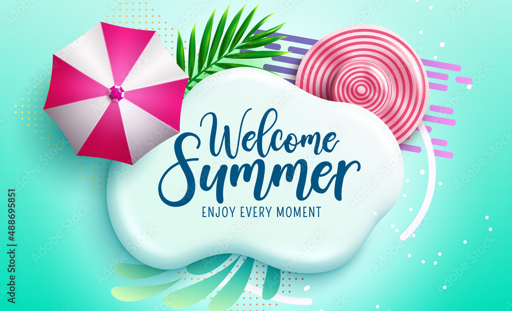 Summer season vector template design. Summer season text in 3d stone ...