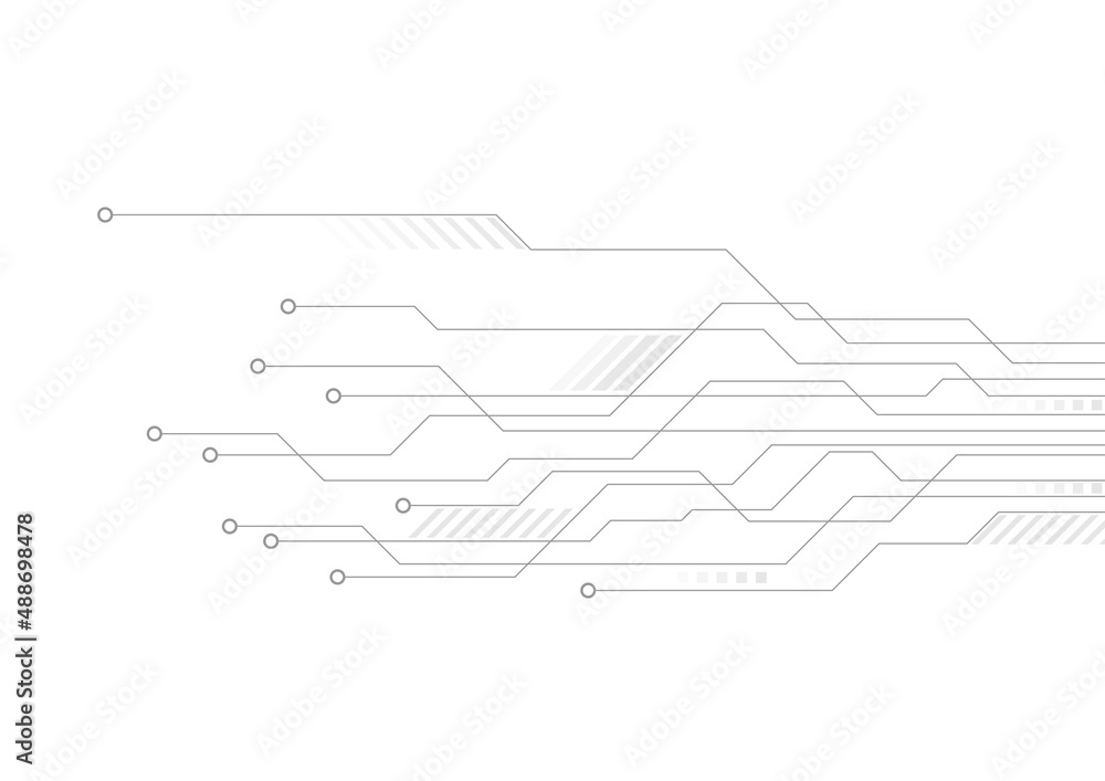 Tech Grey Futuristic Circuit Board Lines Abstract Background Vector Computer Chip Graphic