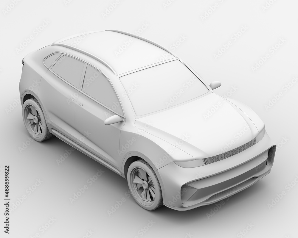 Clay model rendering of generic Electric SUV sports coupe. 3D rendering ...