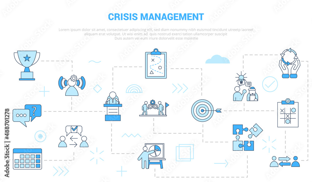 crisis management concept with icon set template banner with modern ...