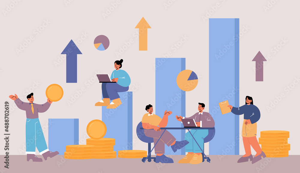 Data analysis concept with tiny business analysts research information ...