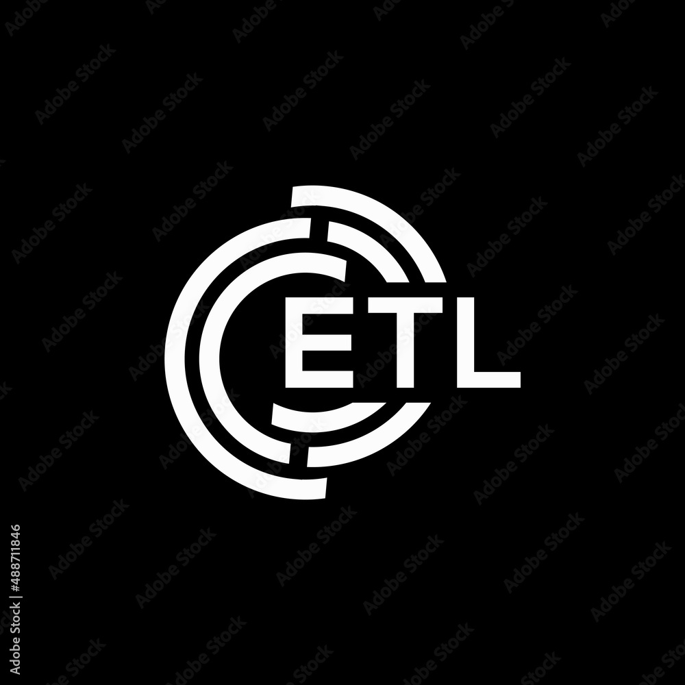 ETL letter logo design on black background. ETL creative initials ...