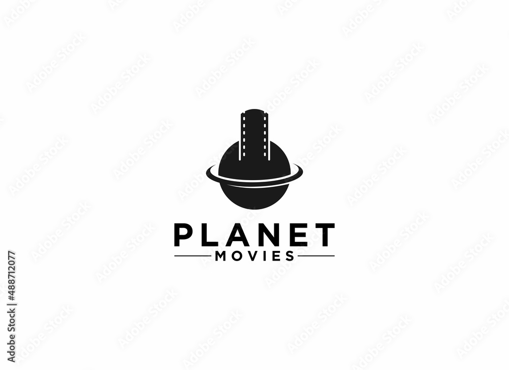 movie planet logo by combining movie and planet Stock Vector | Adobe Stock