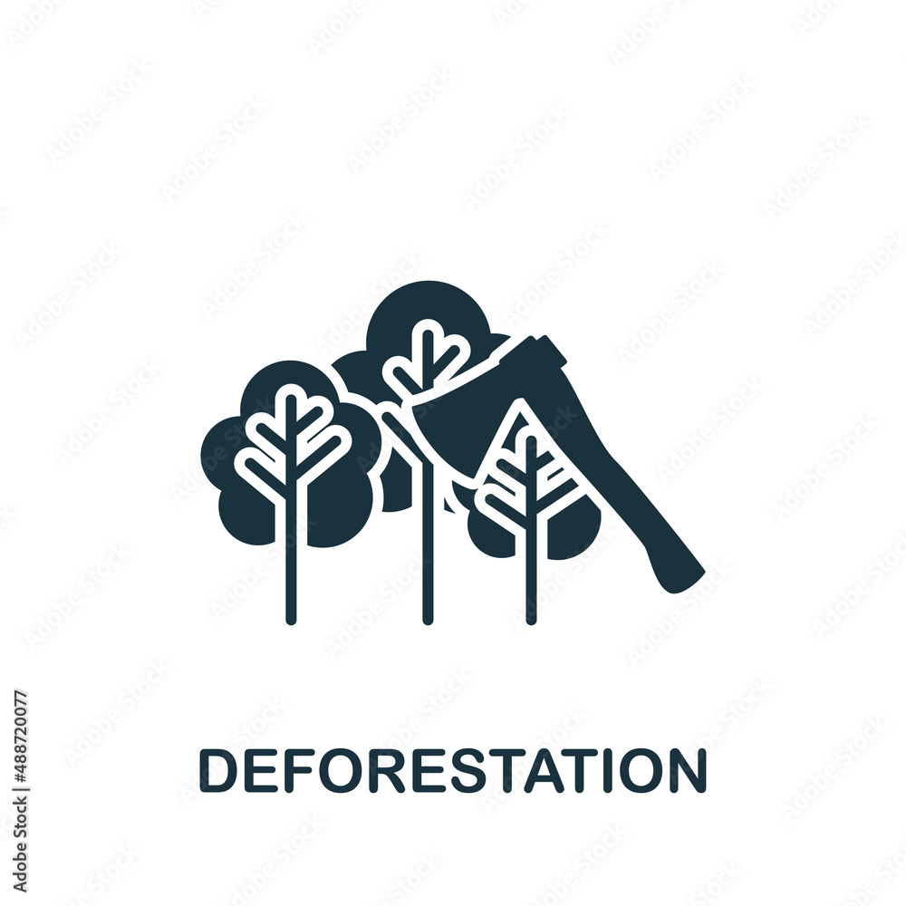 Deforestation icon. Monochrome simple icon for templates, web design ...