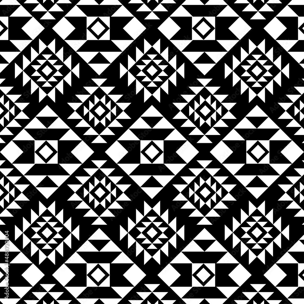 Black and white native seamless pattern. Stock Vector | Adobe Stock