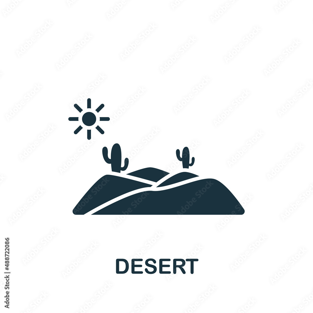 Desert icon. Monochrome simple icon for templates, web design and ...