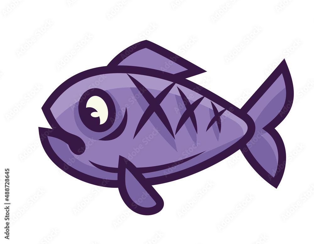 Fish in cartoon style. Underwater dweller side view. Stock Vector ...