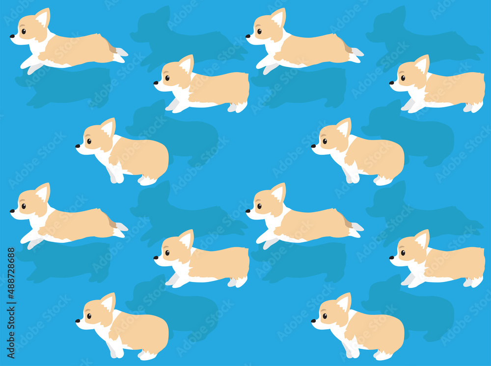 Animal Animation Corgi Cream Coat Seamless Wallpaper Background Stock ...