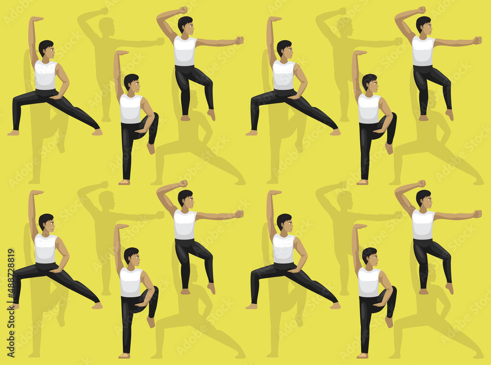 Kung Fu Crouch Stance One-Foot Hang Seamless Wallpaper Background Stock ...