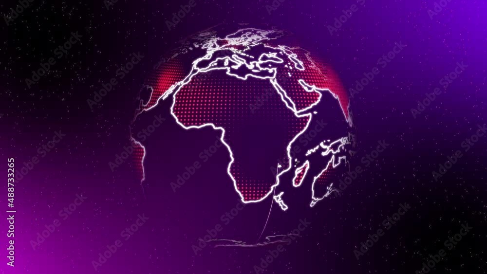 Digital tech earth globe spinning. Animated futuristic earth rotation ...