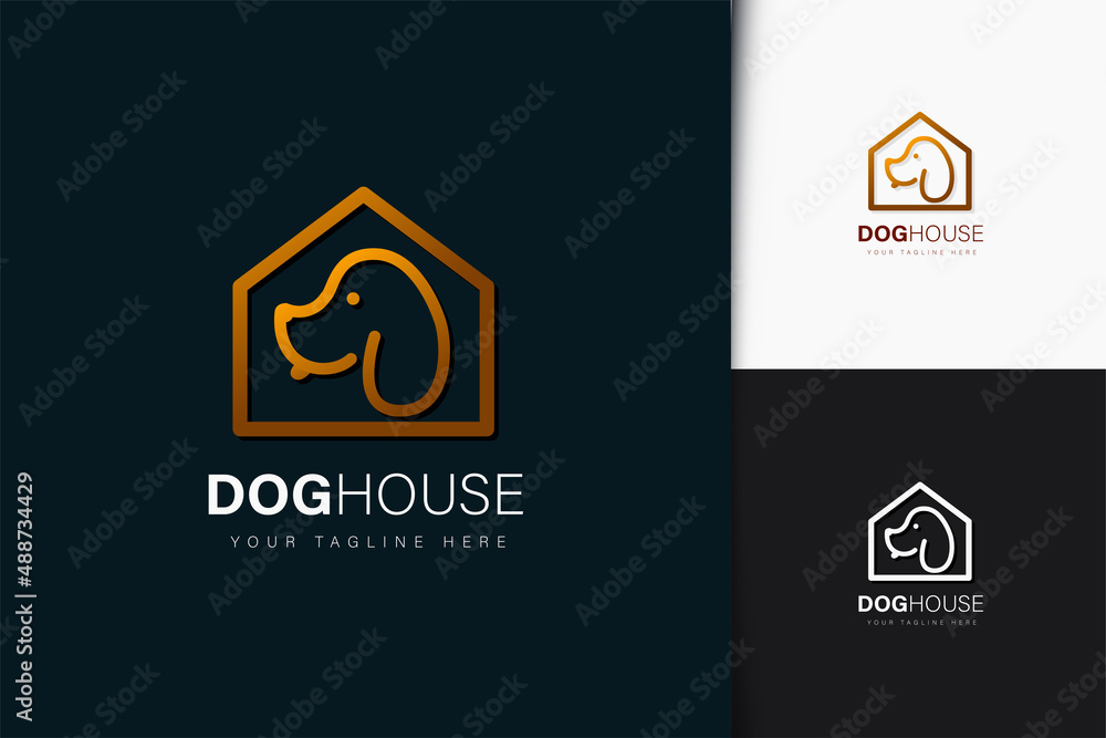 Dog house logo design with gradient Stock Vector | Adobe Stock