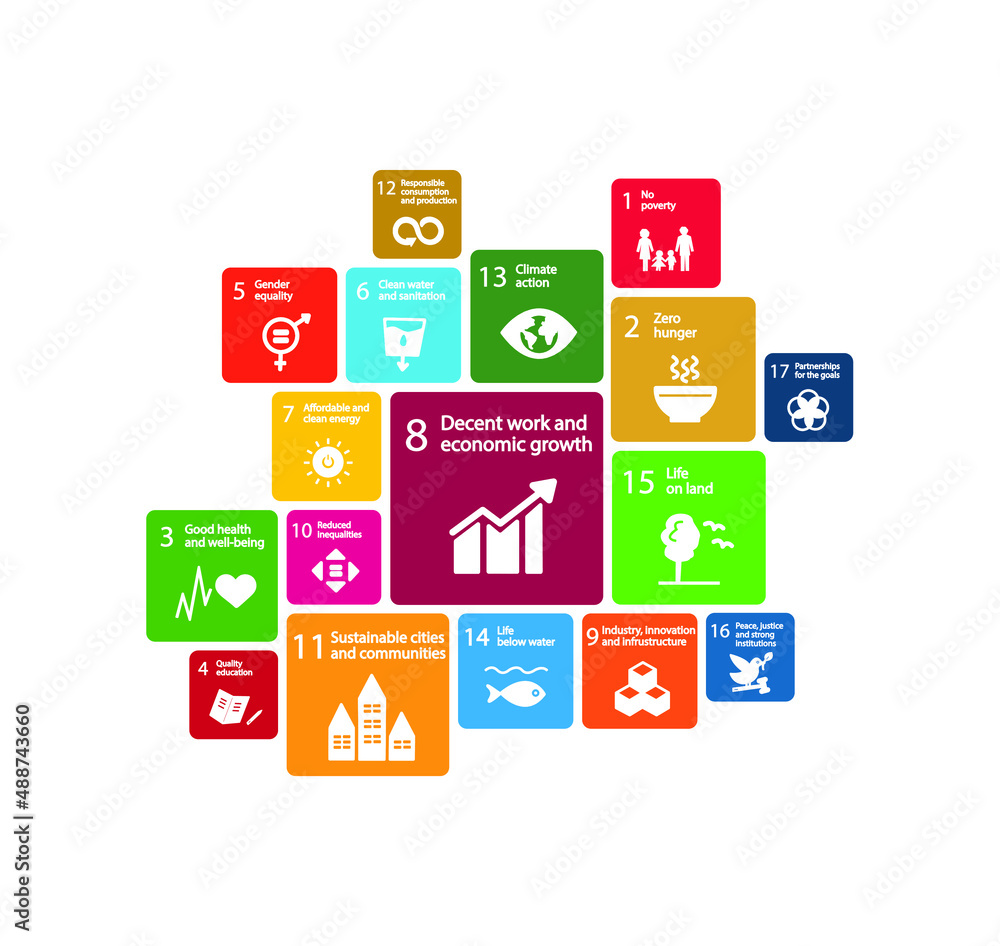 Vettoriale Stock Sustainable Development Goals, Agenda 2030. Decent Work and Economic Growth ...
