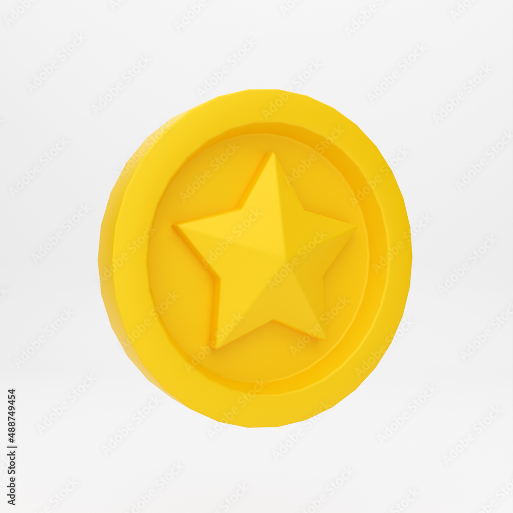 3d cartoon icon coin star for mockup template presentation infographic ...