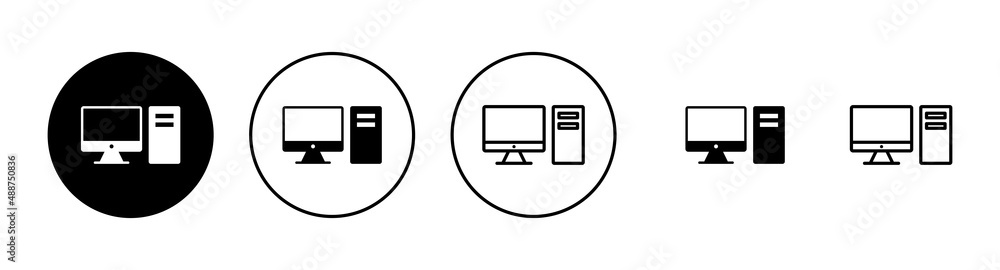 Computer icons set. computer monitor sign and symbol Stock Vector ...