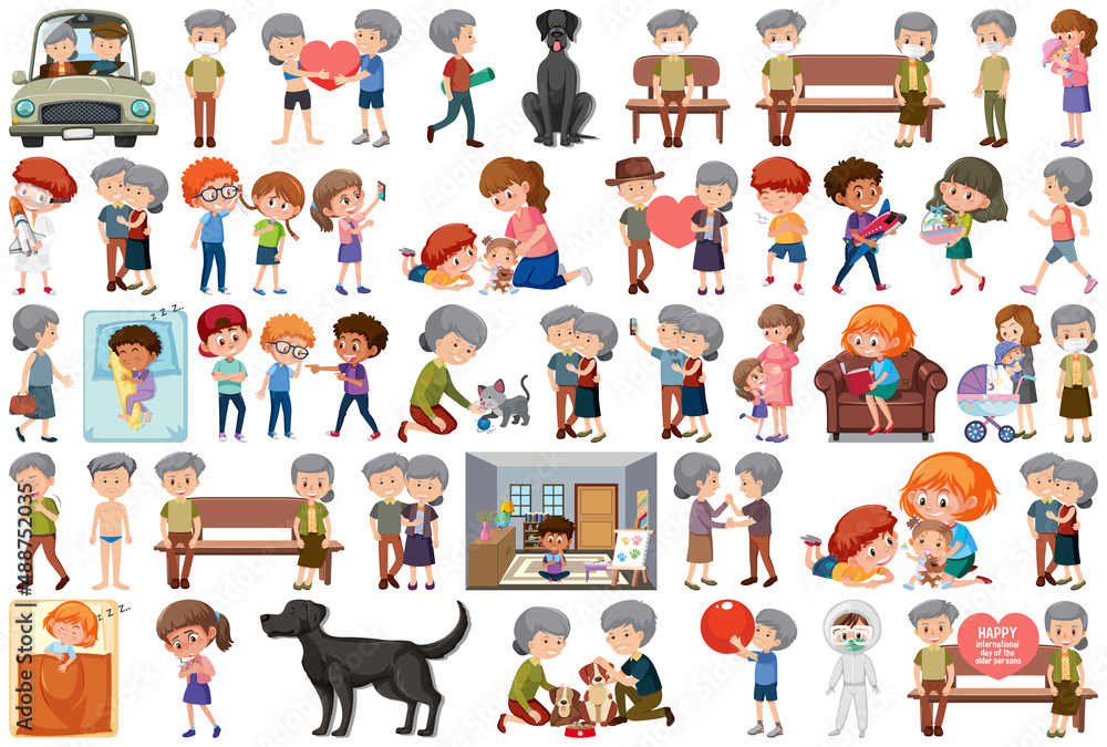 Set of different activities people in cartoon style Stock Vector ...