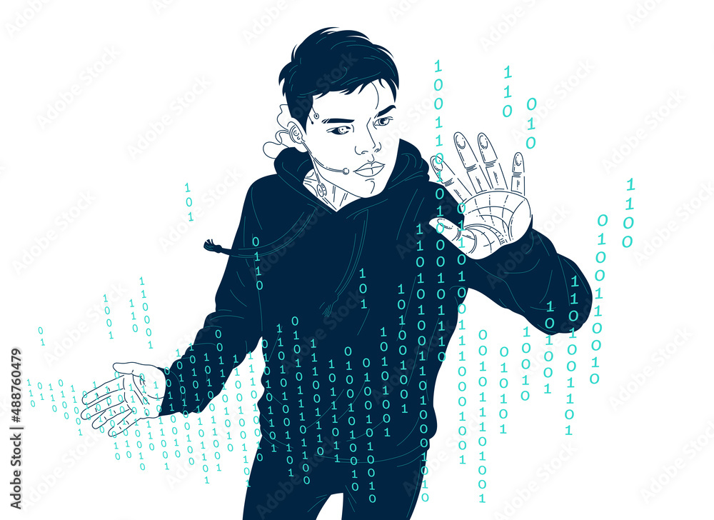 Teenager Boy Programmer Editing Digital Code Vector Illustration Programming Coder Young Man 4152