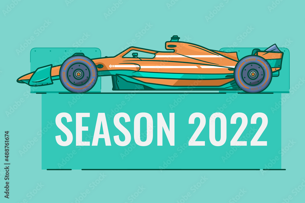 New generation open-wheel racing car on a simple background. Stock ...