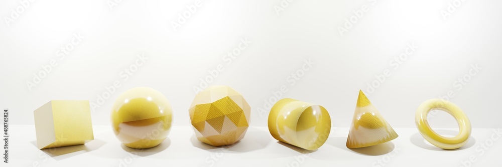 3d geometry of gold. Realistic visualization of golden objects ...