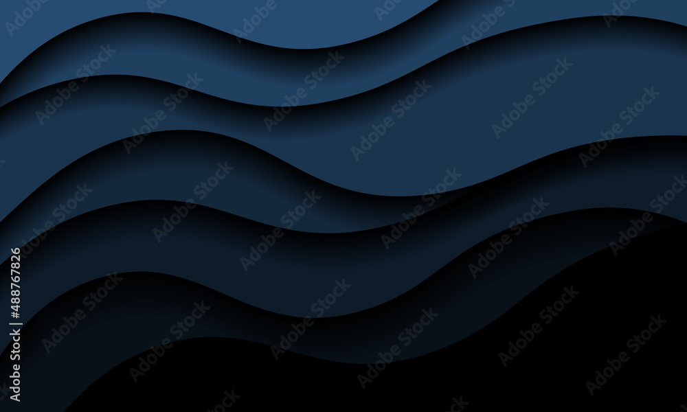 Abstract illustration with deep blue waves. Modern web design banner or ...