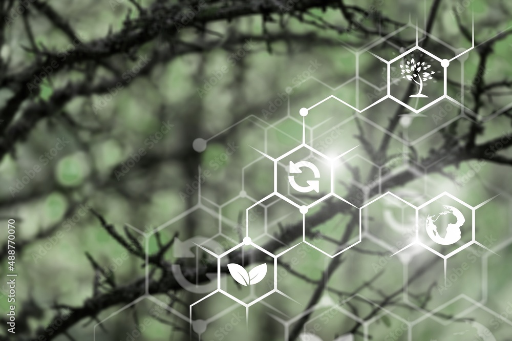 Plants green background with biochemistry structure. Stock Photo ...