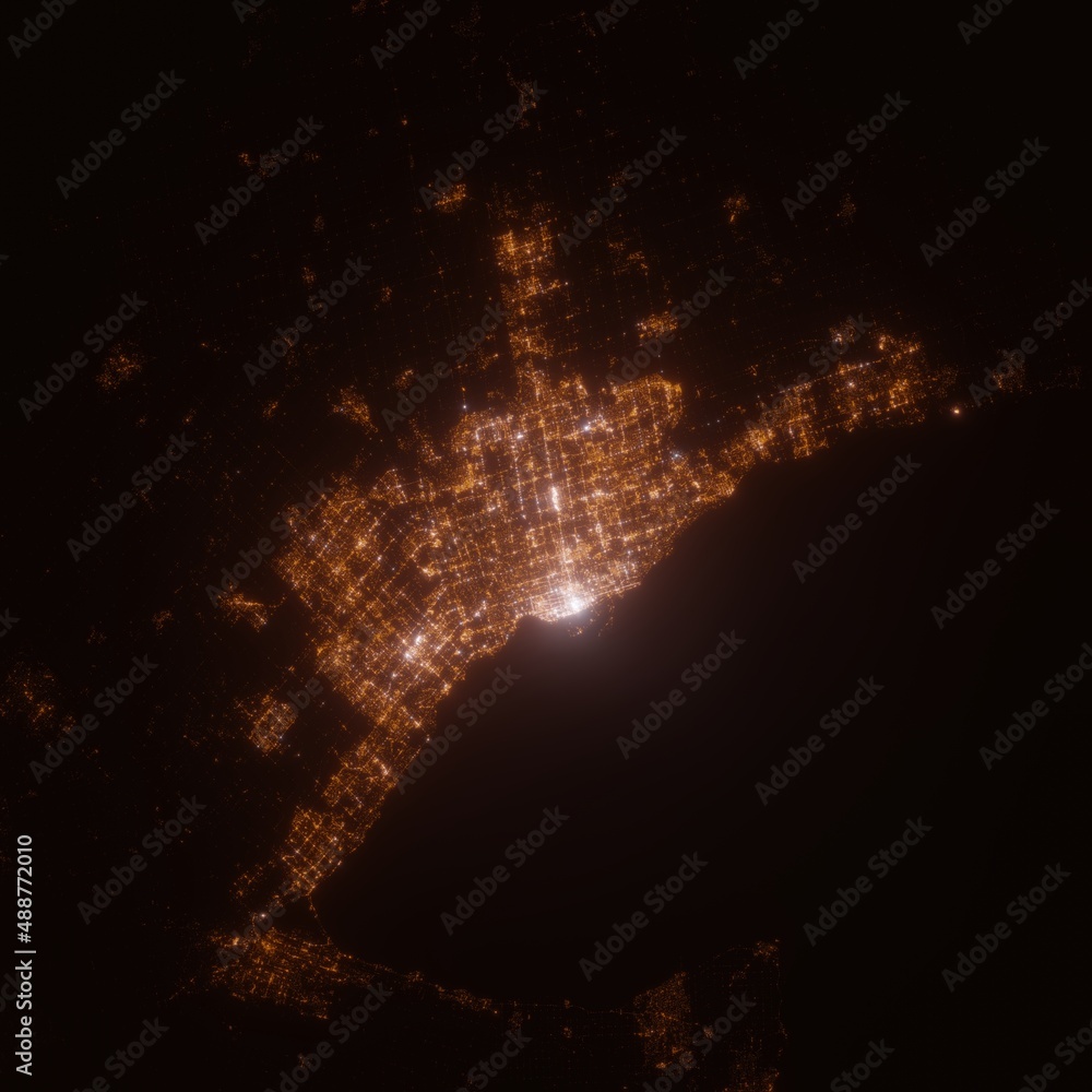 Toronto (Canada) street lights map. Satellite view on modern city at ... Toronto (Canada) street lights map. Satellite view on modern city at ...