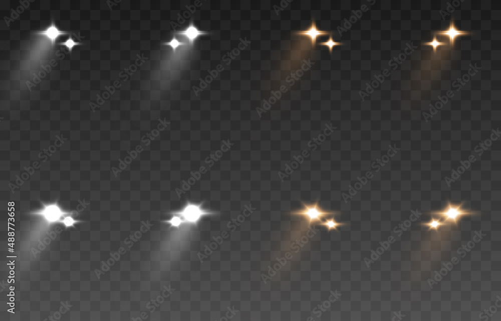Set of vector light from headlights PNG. Light from car headlights on ...