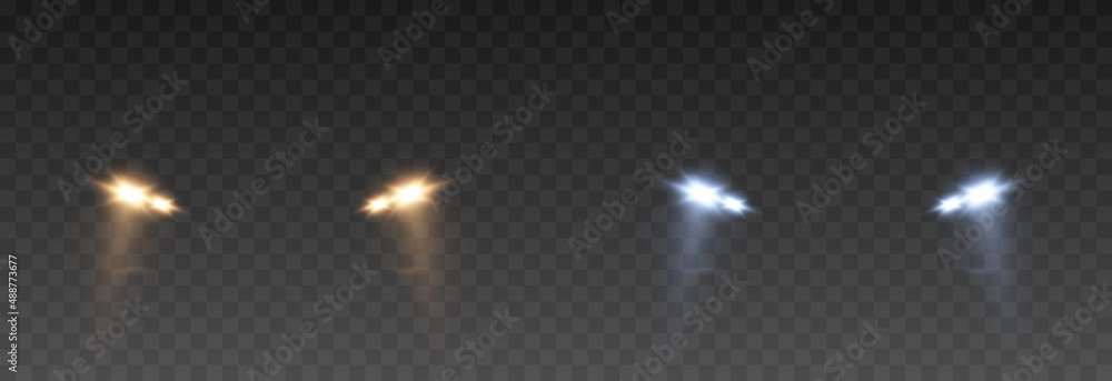 Vector light from headlights PNG. Light from car headlights on an ...