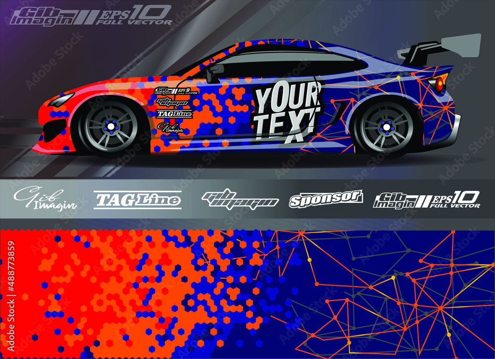 Race car wrap decal designs. Abstract racing and sport background for ...