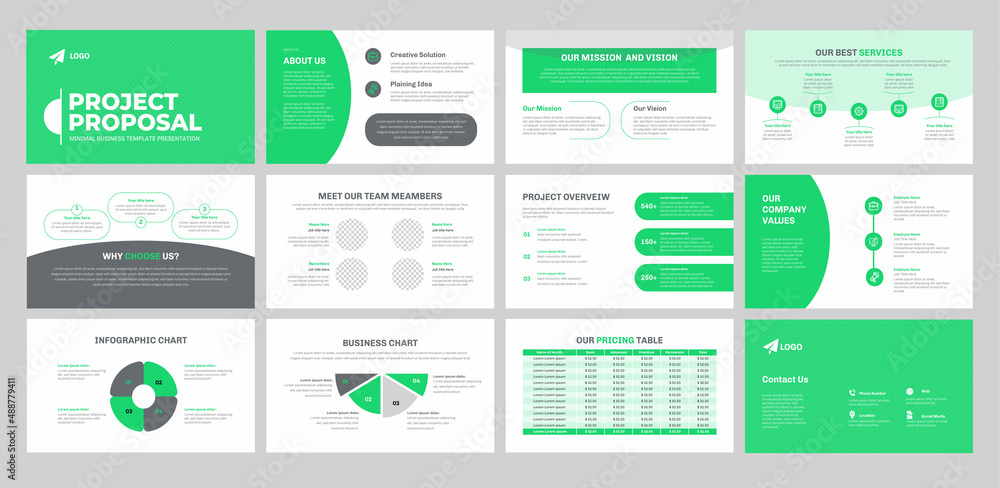 project proposal presentation and project proposal design Stock Vector ...