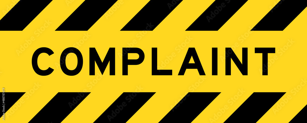 Yellow and black color with line striped label banner with word ...