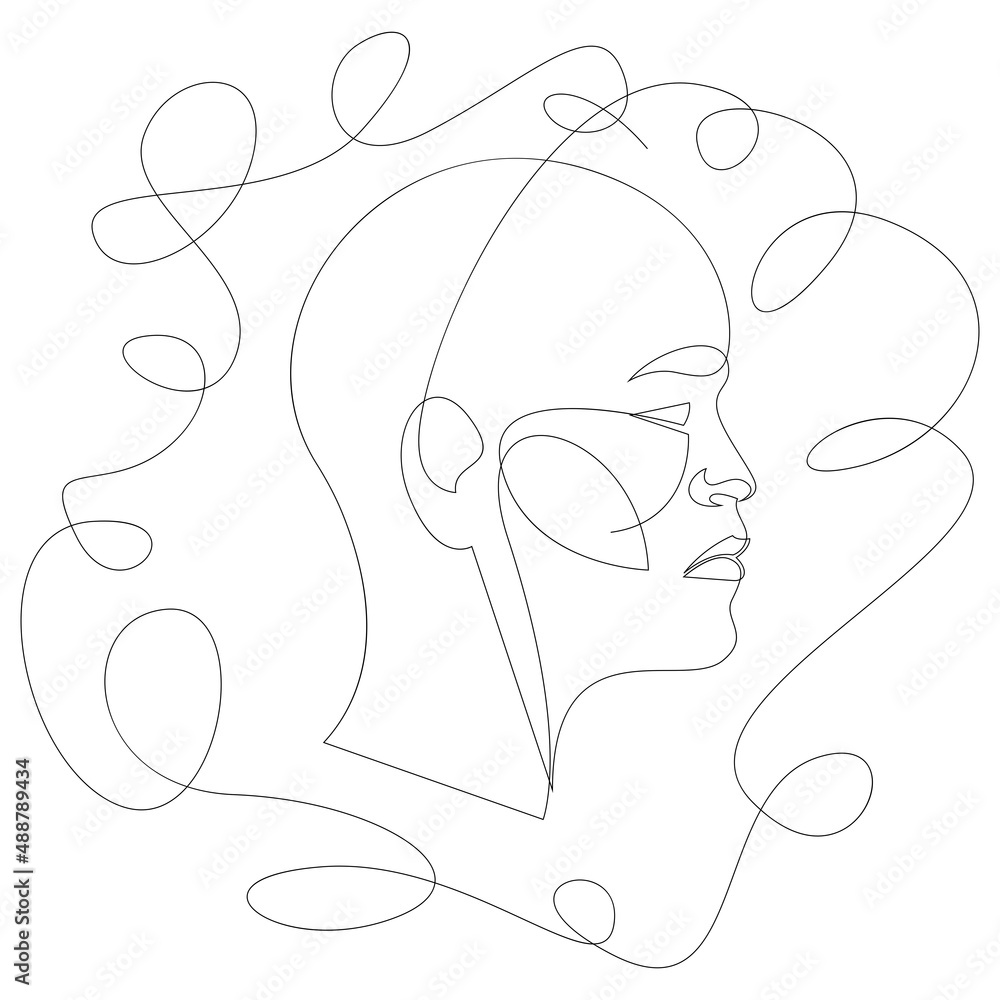Human head with confusion of thoughts in Continuous one line drawing ...