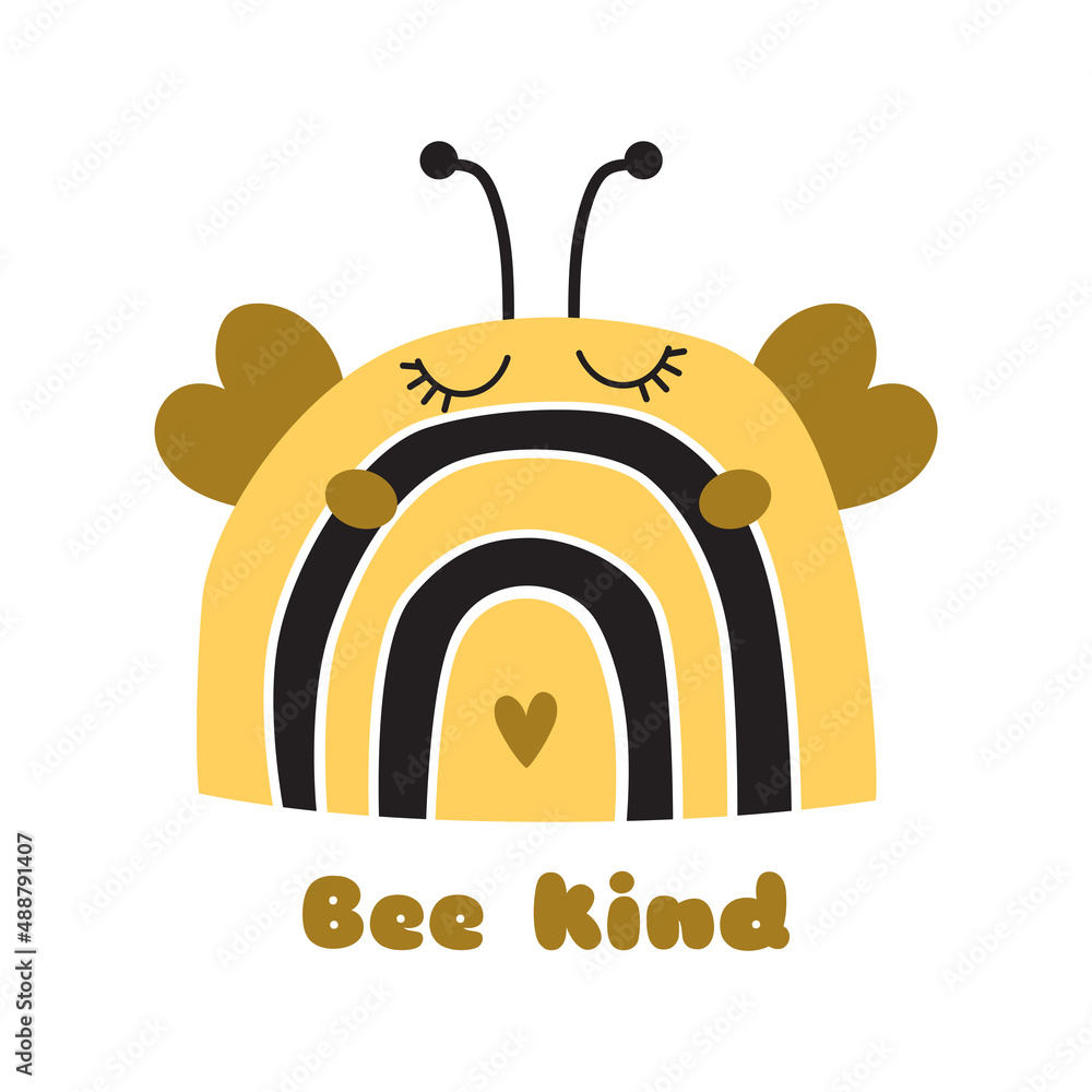 Rainbow bee element. Bee kind funny rainbow. Bee animal baby ...