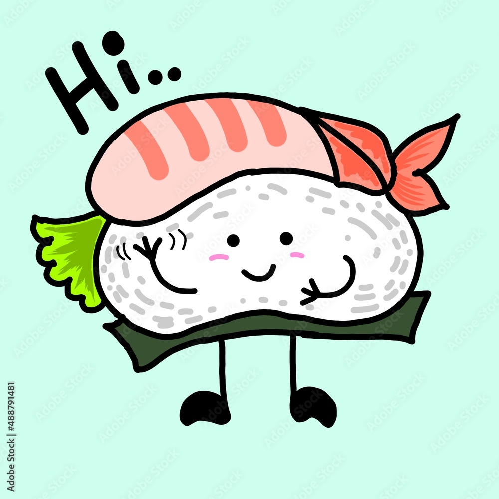Design Sticker Cute Sushi Emoticon, PNG, HD Resolution Stock ...