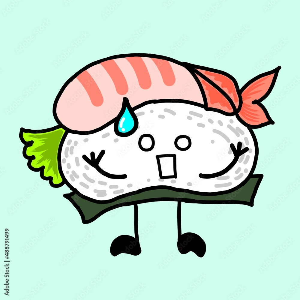 Design Sticker Cute Sushi Emoticon, PNG, HD Resolution Stock ...