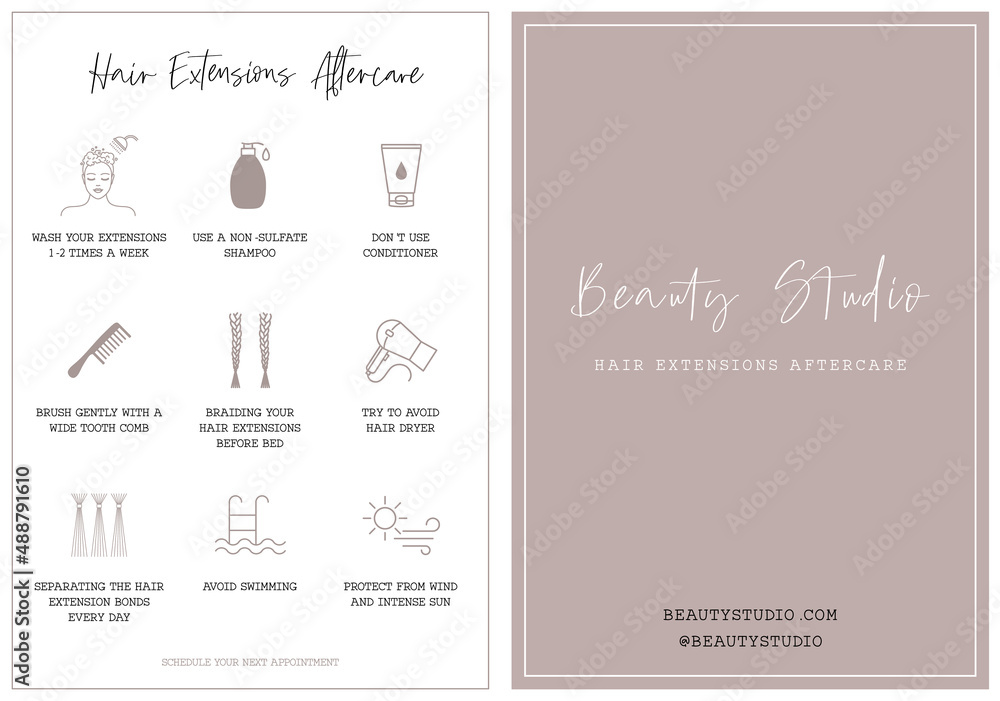 Hair extensions aftercare card Stock Vector | Adobe Stock