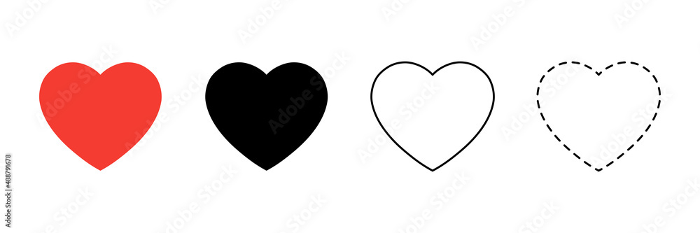 Set hearts icon. Different type hearts shapes collection. Love sign ...