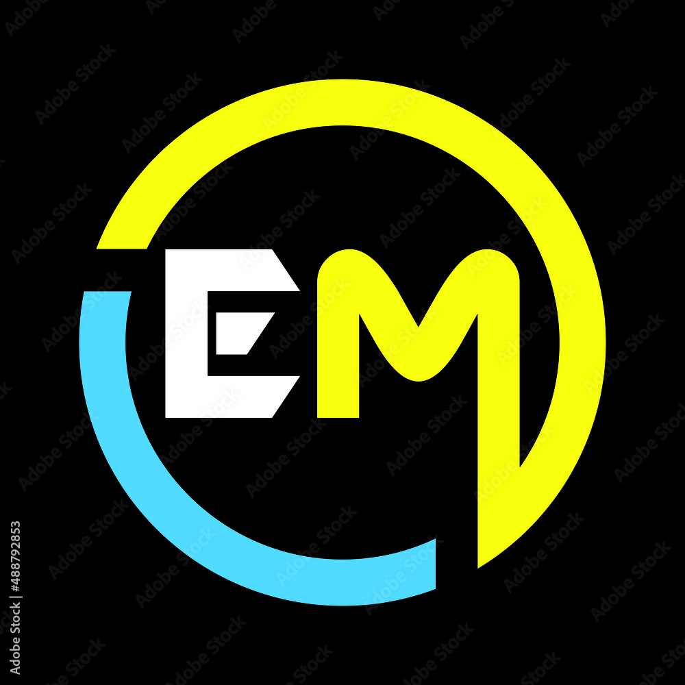 EM letter logo design on black background Initial Monogram Letter EM ...