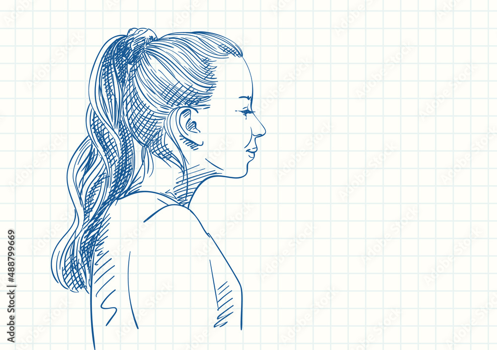 teenage girl vector sketch Stock Vector | Adobe Stock