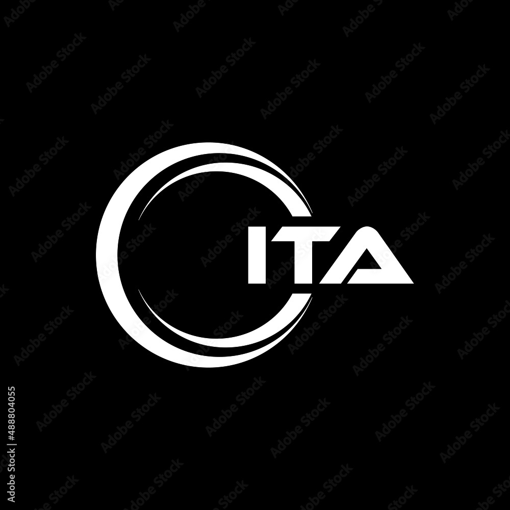 ITA letter logo design with black background in illustrator, vector ...
