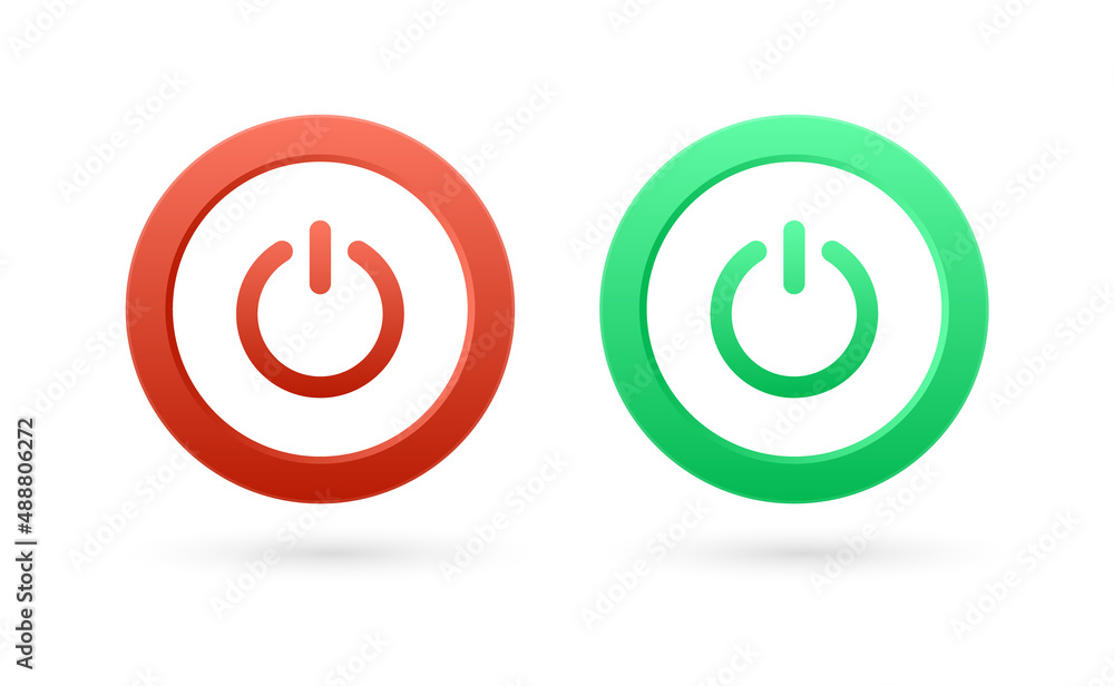 Power icon button with turn on and off buttons in modern frame and shut ...