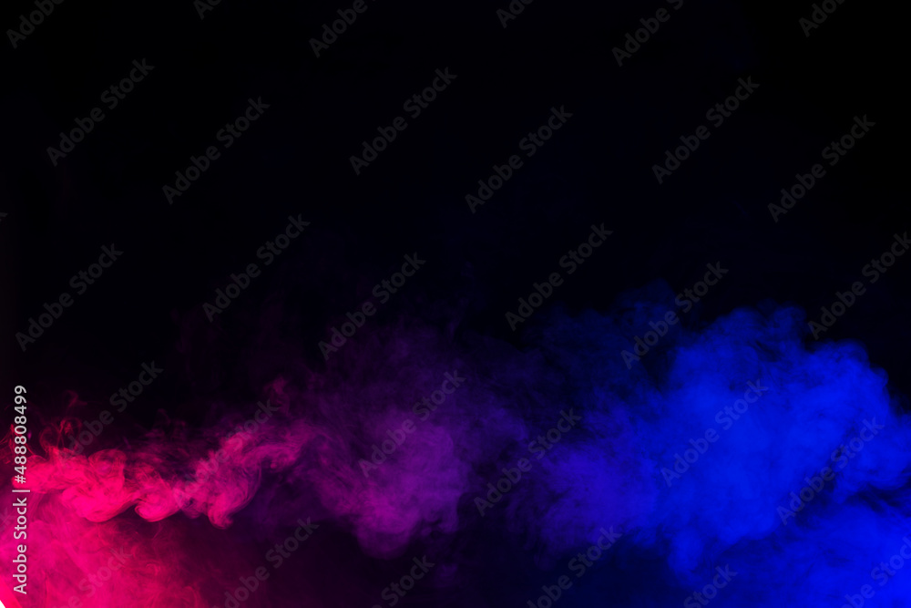 Panoramic view of the abstract neon fog. Colourful cloudiness, mist or ...