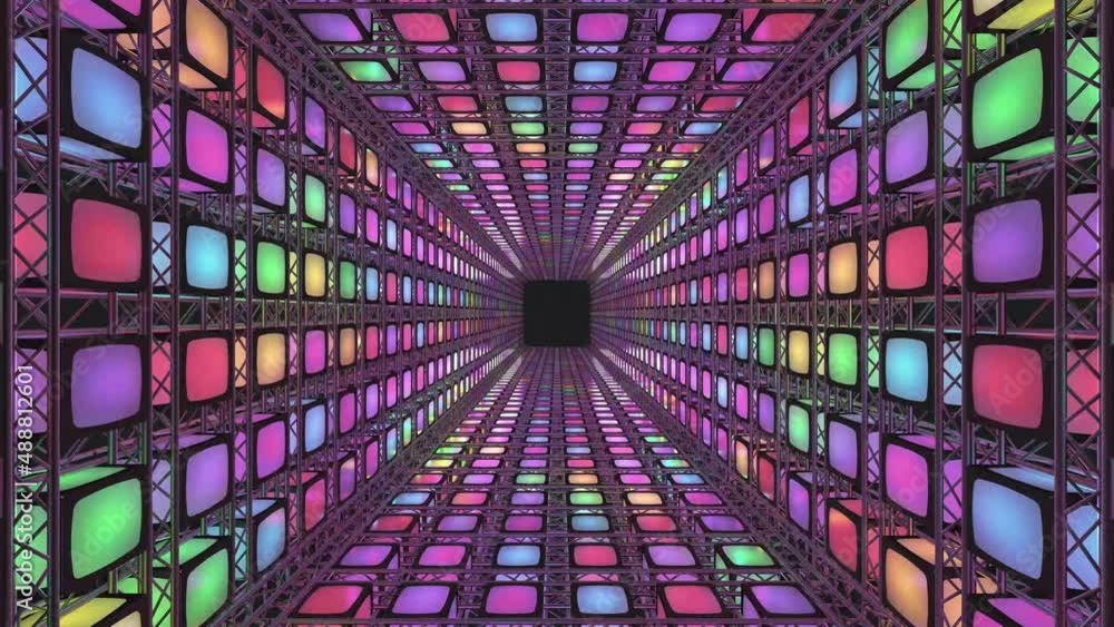 Light Tunnel. Green screen background. 3d Rendering. Virtual set studio ...