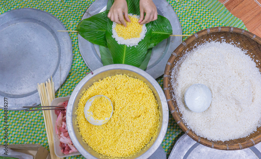 Making chung cake - A traditional food in Tet holiday- Vietnam ...