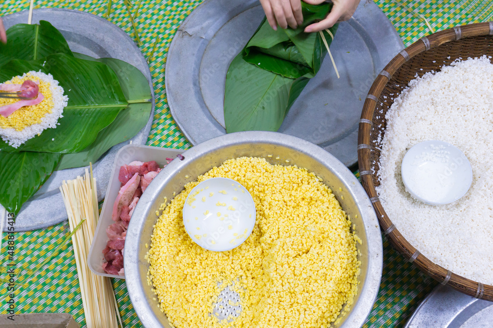 Making chung cake - A traditional food in Tet holiday- Vietnam ...
