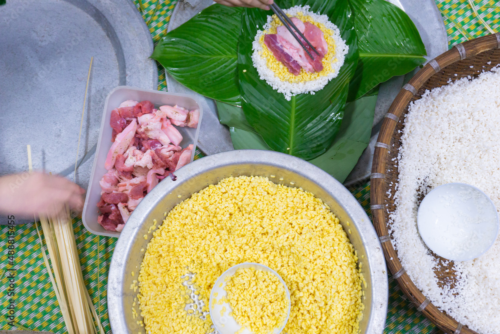 Making chung cake - A traditional food in Tet holiday- Vietnam ...