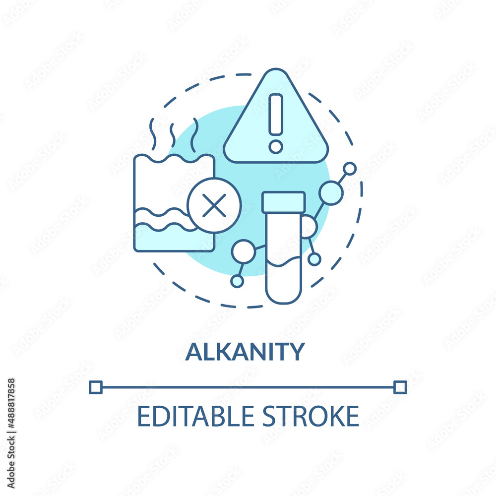 Alkalinity turquoise concept icon. Water quality indicator abstract ...