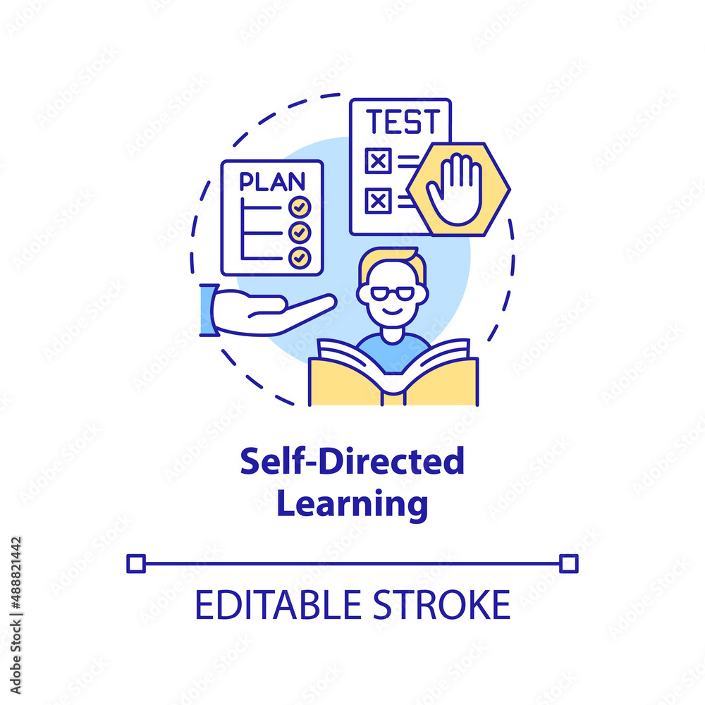 Self directed learning concept icon. Adult education theories and forms ...