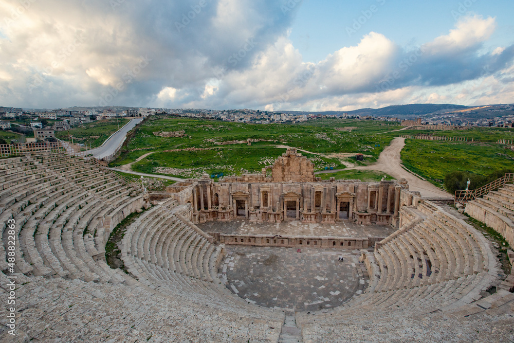 Roman ruins in Jerash town in Jordan Stock Photo | Adobe Stock